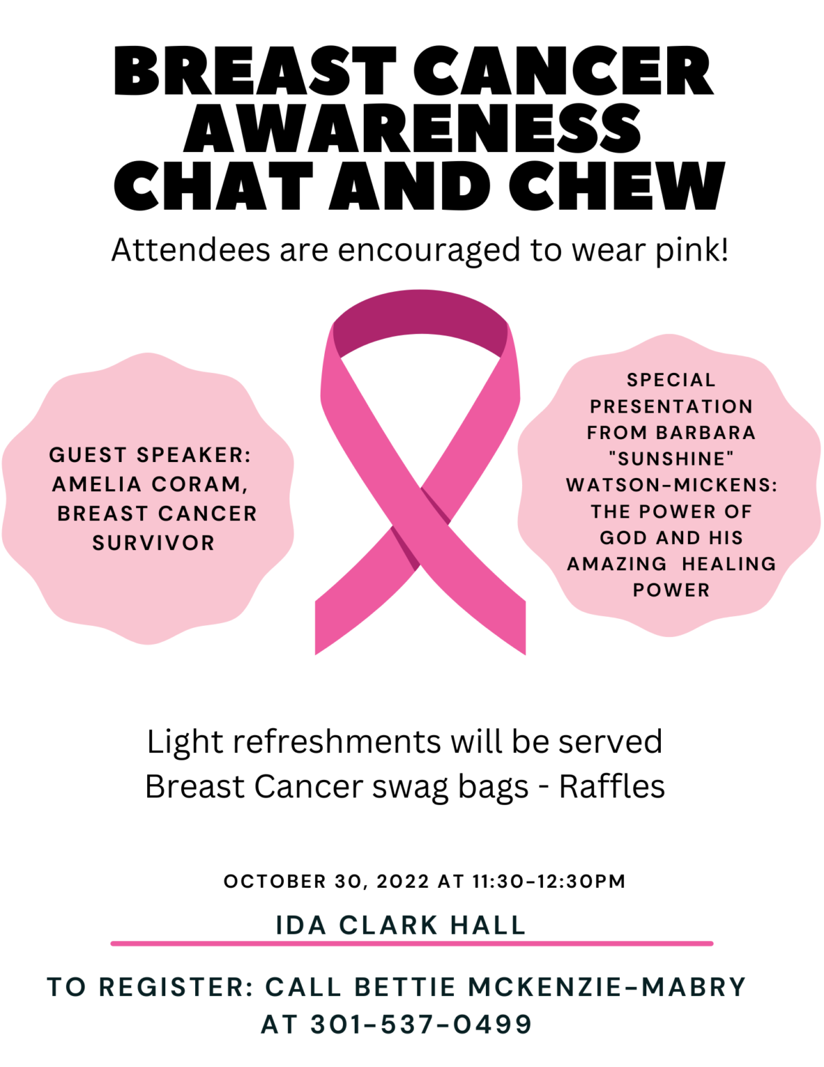 Breast Cancer Awareness Chat and Chew - First Baptist Church