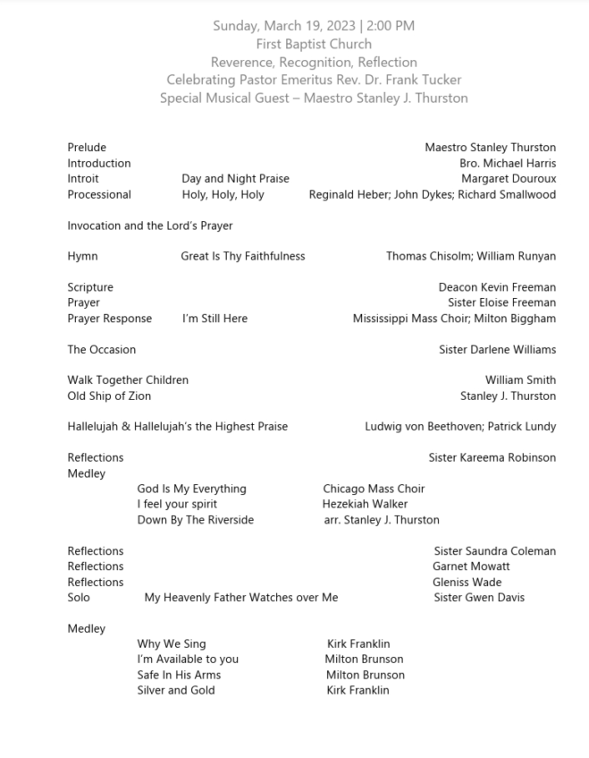 Reverence Recognition Reflection a Musical Celebration for Pastor ...